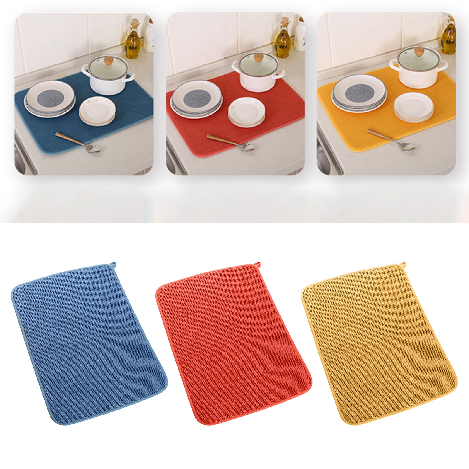 Walbest Cutlery Drying Mat Reusable Heat-resistant Non Slip Absorbent ...