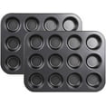 HUOMAQFAN 2 Piece Muffin Tin for 12 Muffins, Muffin Baking Tin, Cupcake ...