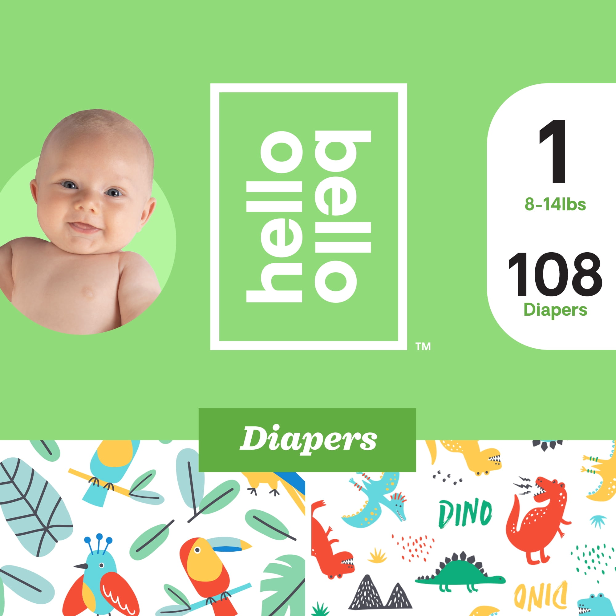Hello Bello Club Box Diapers - Tooty Tweets & Hear Our Roars - Size 1 ...