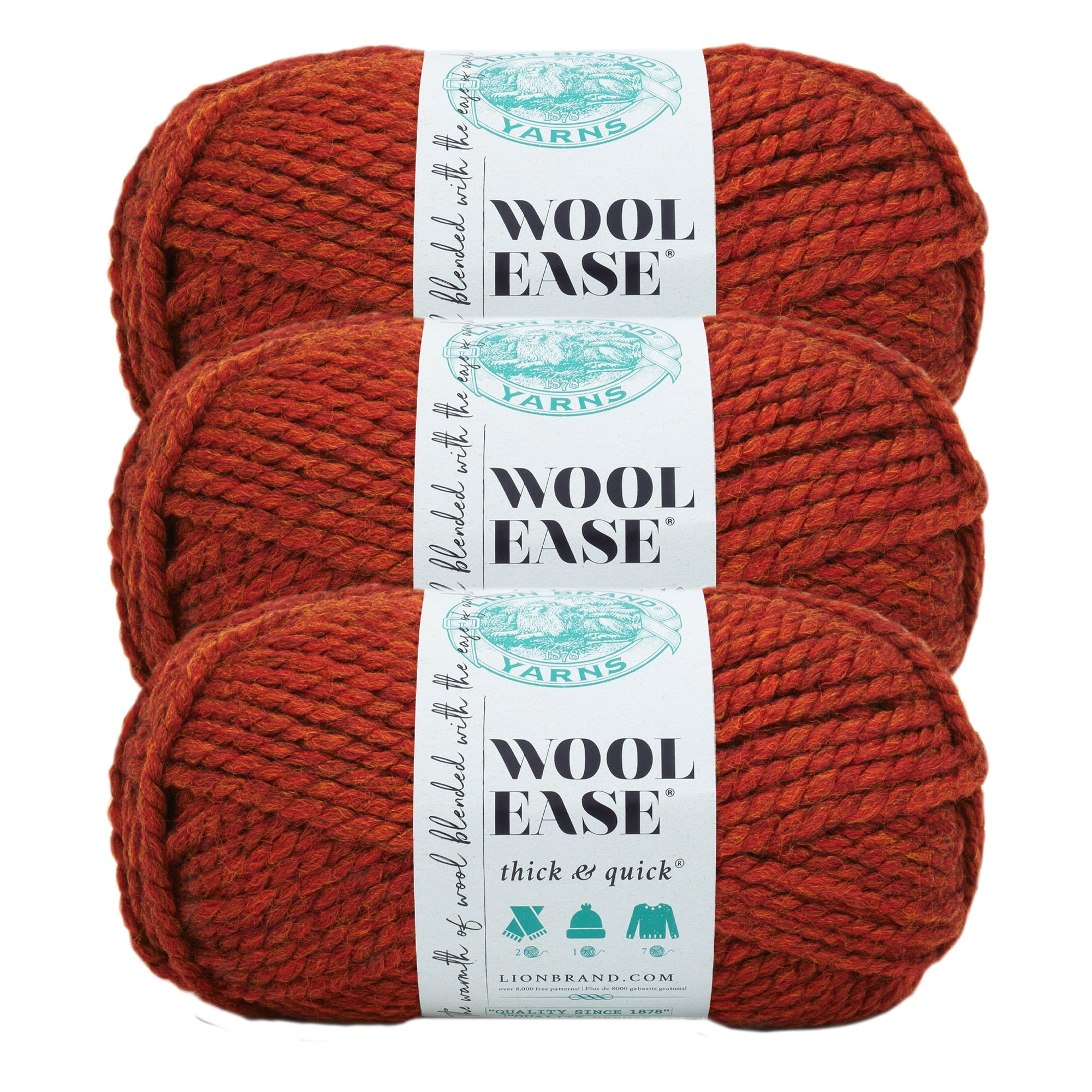 Lion Brand Yarn Wool- Ease Thick and Quick Spice Classic Super Bulky ...