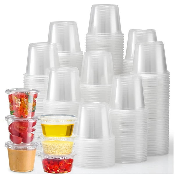 1 set - 2 oz. disposable plastic jelly wine cup with lid, partial ...