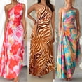 2026 New Women's Red Floral Print One Shoulder Cutout Waist Pleated ...