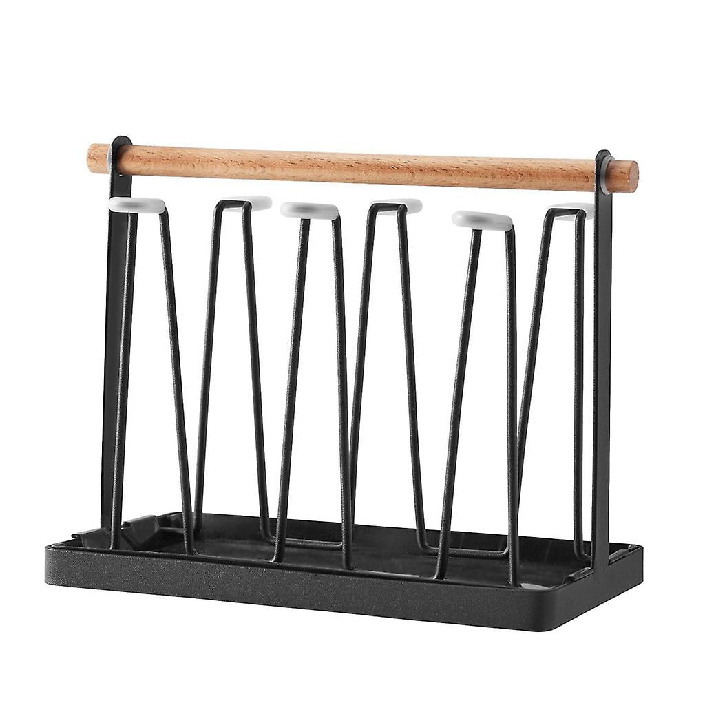 Estante para secar tazas invertido, soporte de metal con bandeja y asa ...