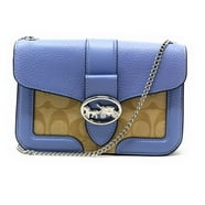 Coach (CJ592) Rowan Mixed Racer Blue Canvas Leather Colorblock Satchel ...