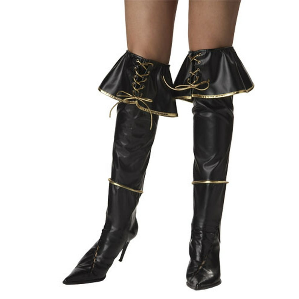 Adult Black Pirate Boot Covers for Halloween Costume - Walmart.com ...