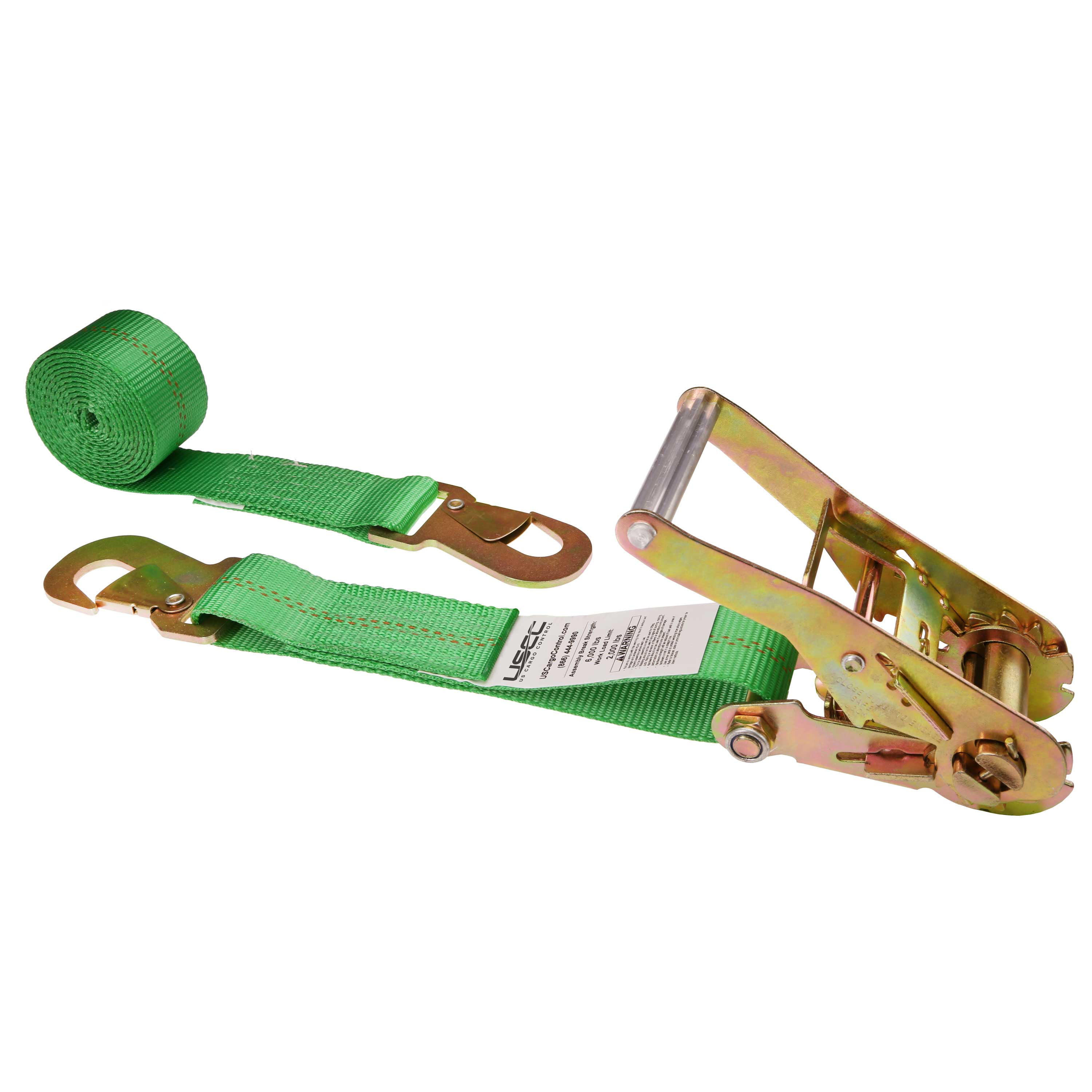 2" x 8' Green Car Tie Down Strap w/ Flat Snap Hooks - Walmart.com