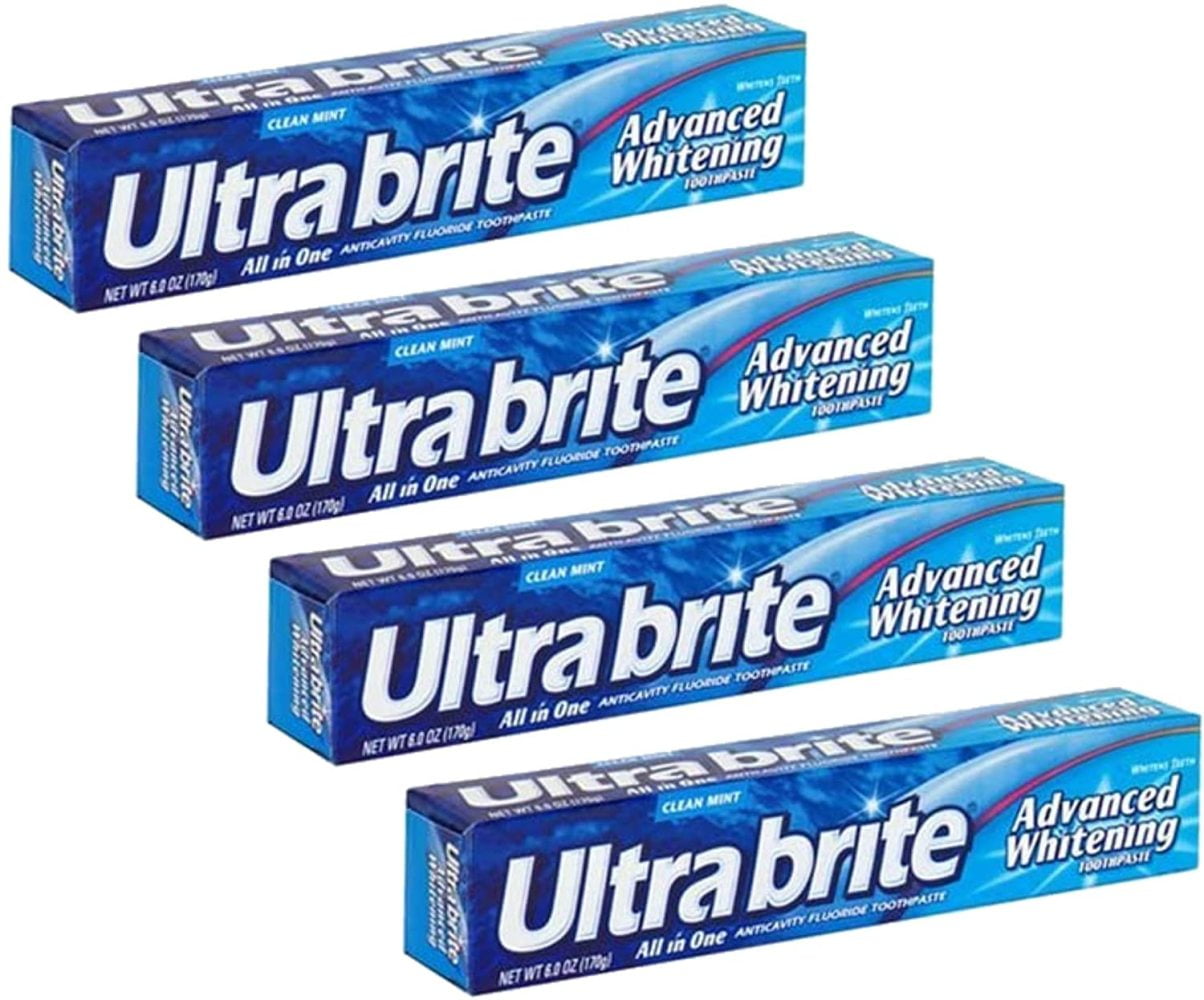 Ultra brite Advanced Whitening Toothpaste Clean Mint 6 oz (Pack of 4 ...