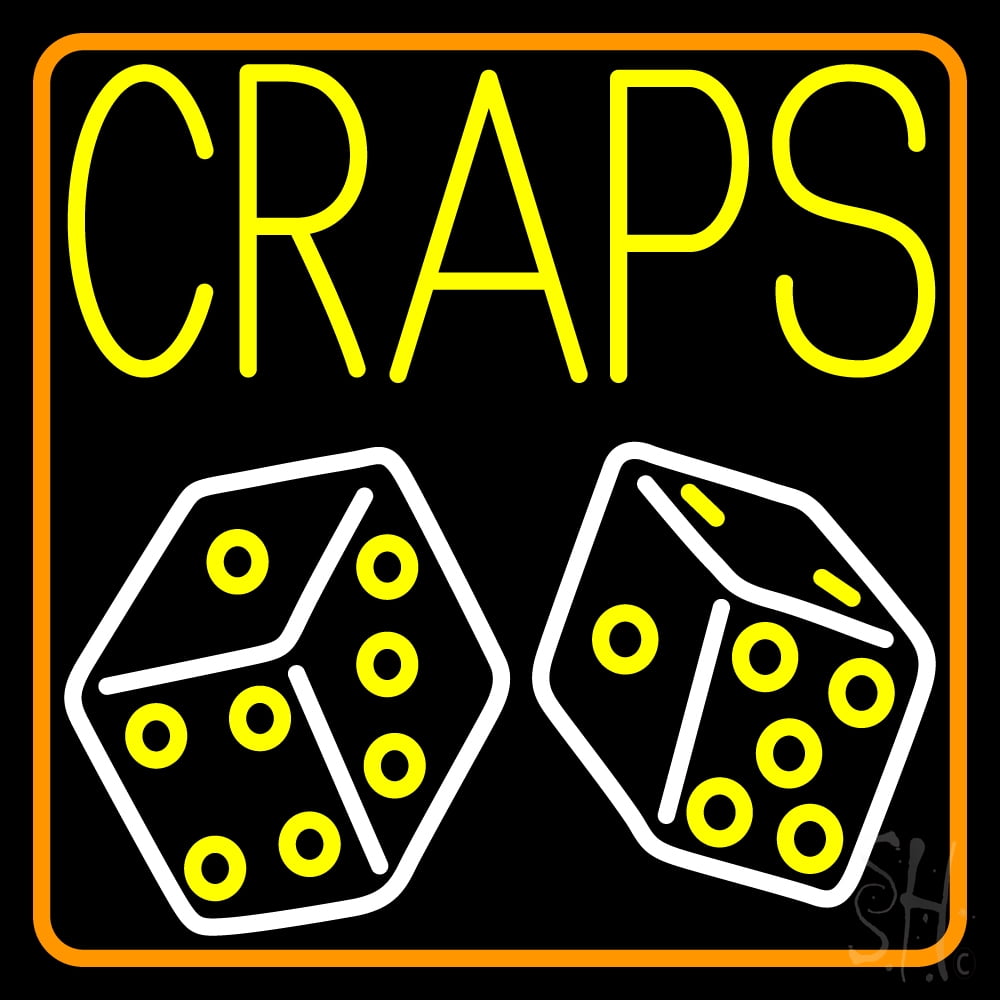 Craps With Dies LED Neon Sign 24 x 24 - inches, Black Square Cut ...