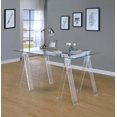 Amaturo Modern-Style Acrylic Writing Desk with Clear Glass Top for ...