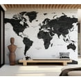 World Map Wallpaper Wall Mural - Black and White Map - Walmart.com