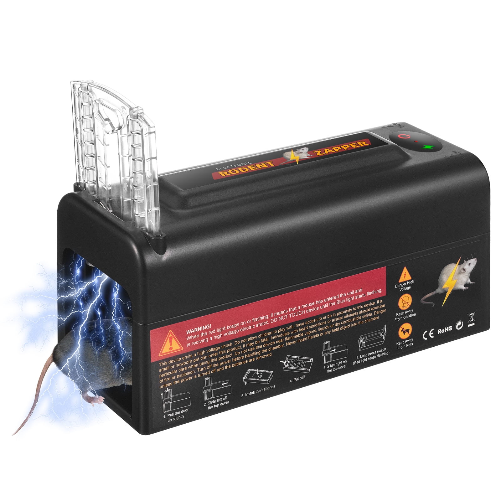 G·PEH Electric Rat Zapper with Door 2000V Shock Rat Killer Effective ...