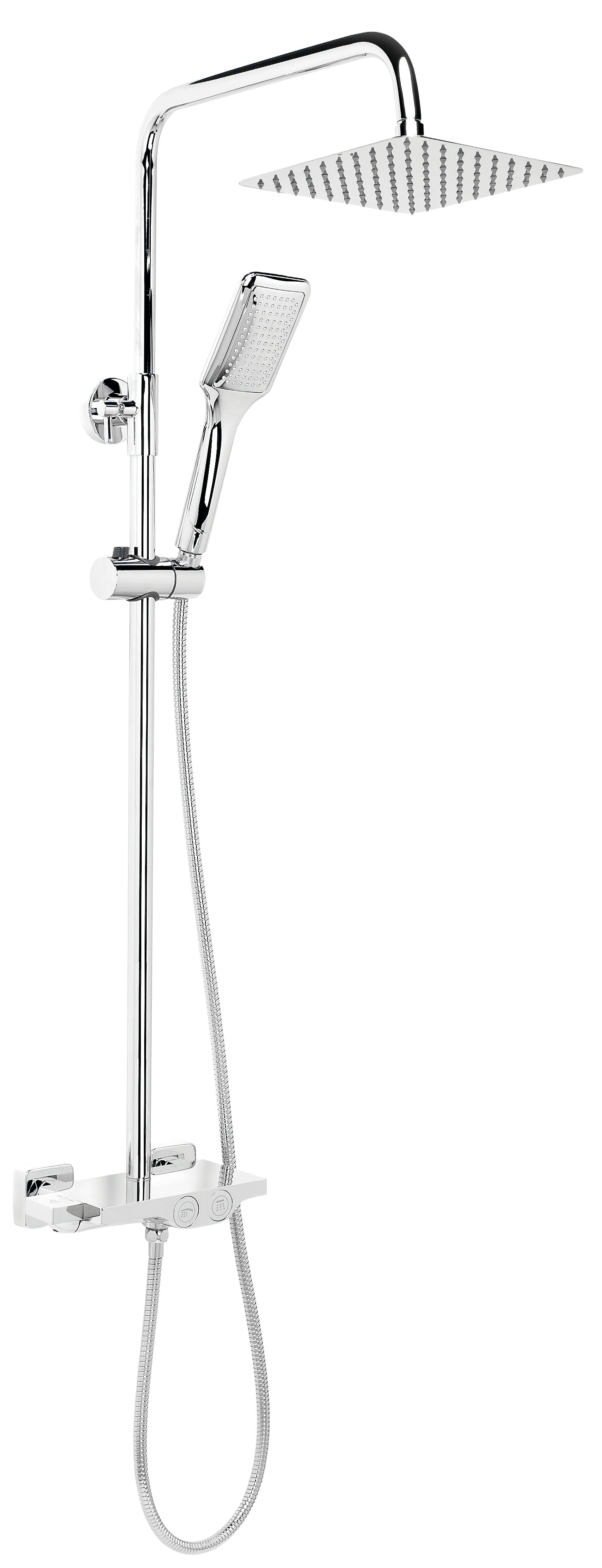 Oria polished chrome thermostatic shower column. Shower system set ...