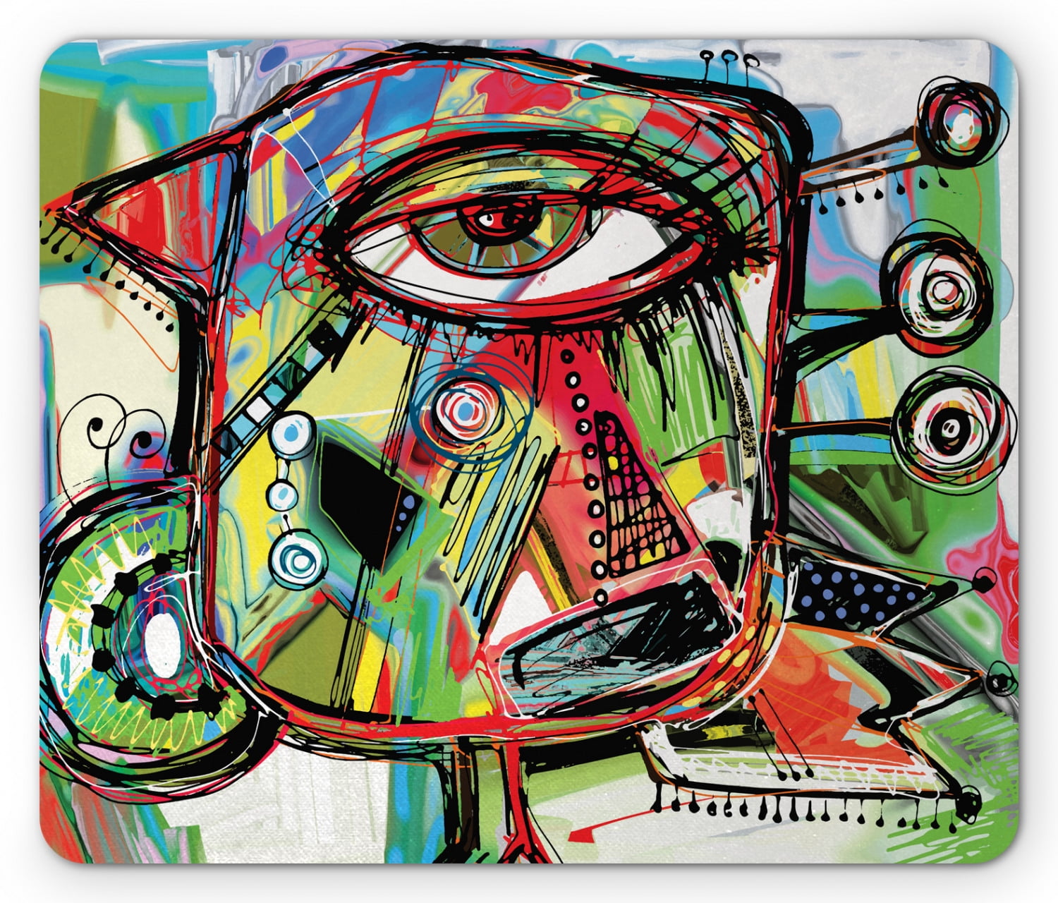 Abstract Mouse Pad, Doodle Bird Character Eyes Eyesight Goofy Portrait ...