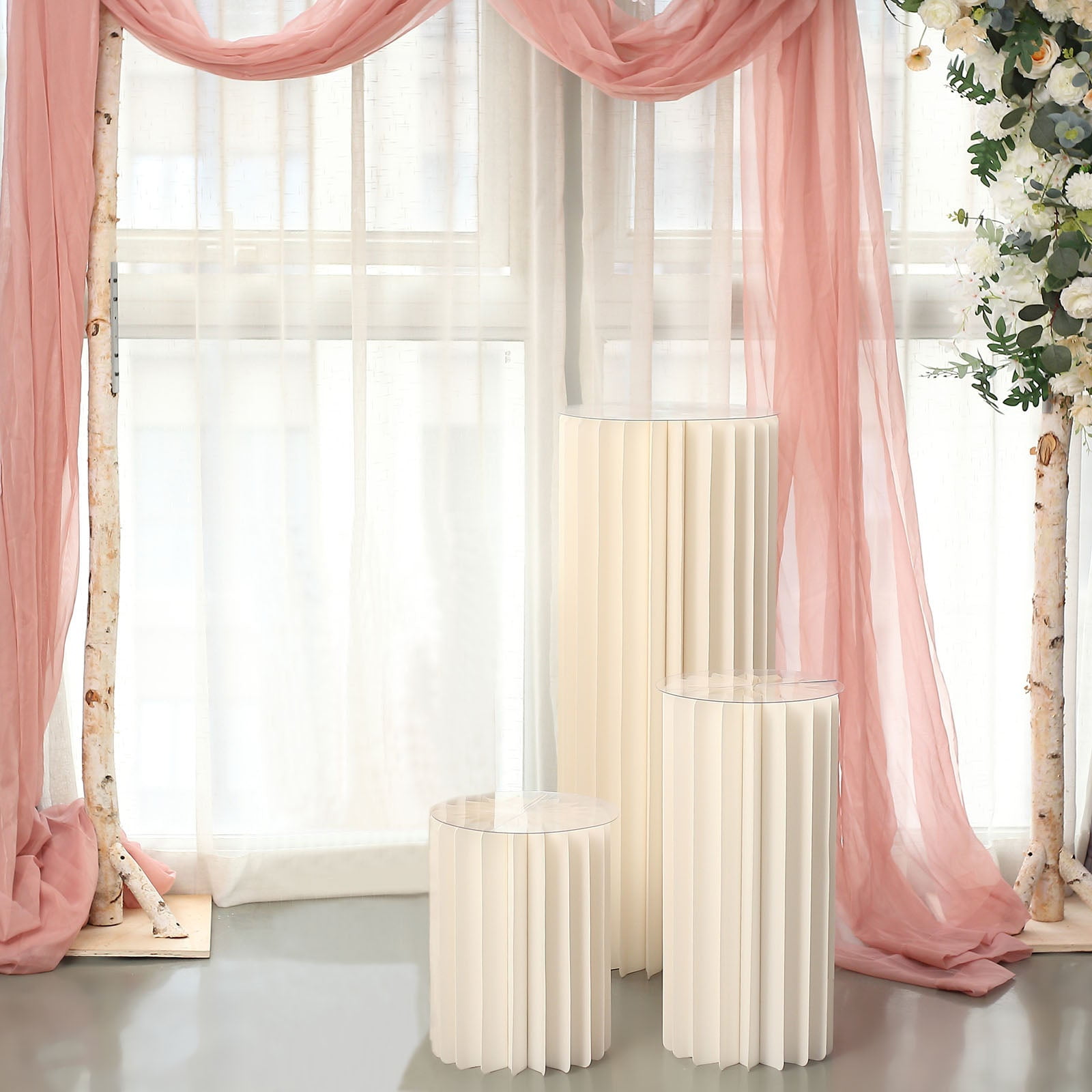 Efavormart 24" Ivory DIY Accordion Cylinder Cardboard Folding Pillar ...