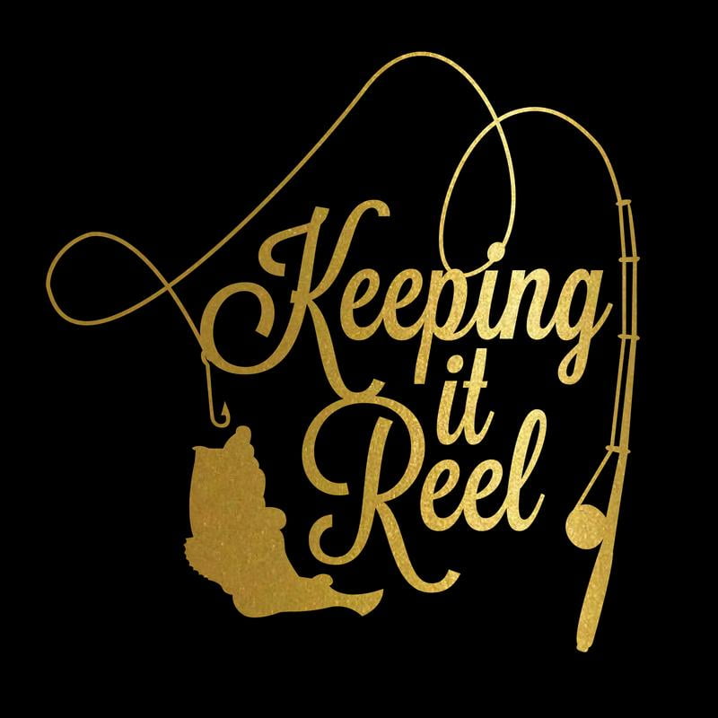 Keeping It Reel Fishing Decal Sticker | 5.5-Inches By 5.4-Inches | Gold ...