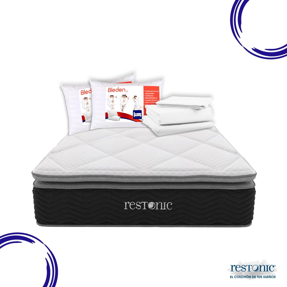 Colchón Ortopédico Moon Matrimonial + Complemento + 2 Almohadas Standar ...