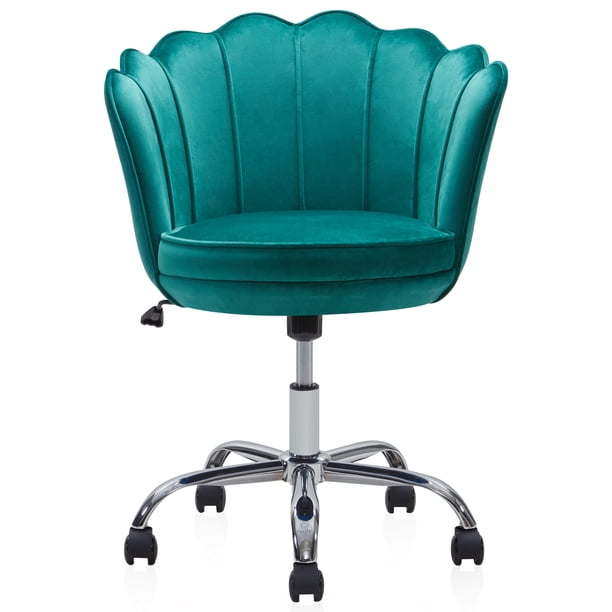 BELLEZE Kaylee Office Chair Upholstered Velvet Seashell Swivel Desk ...