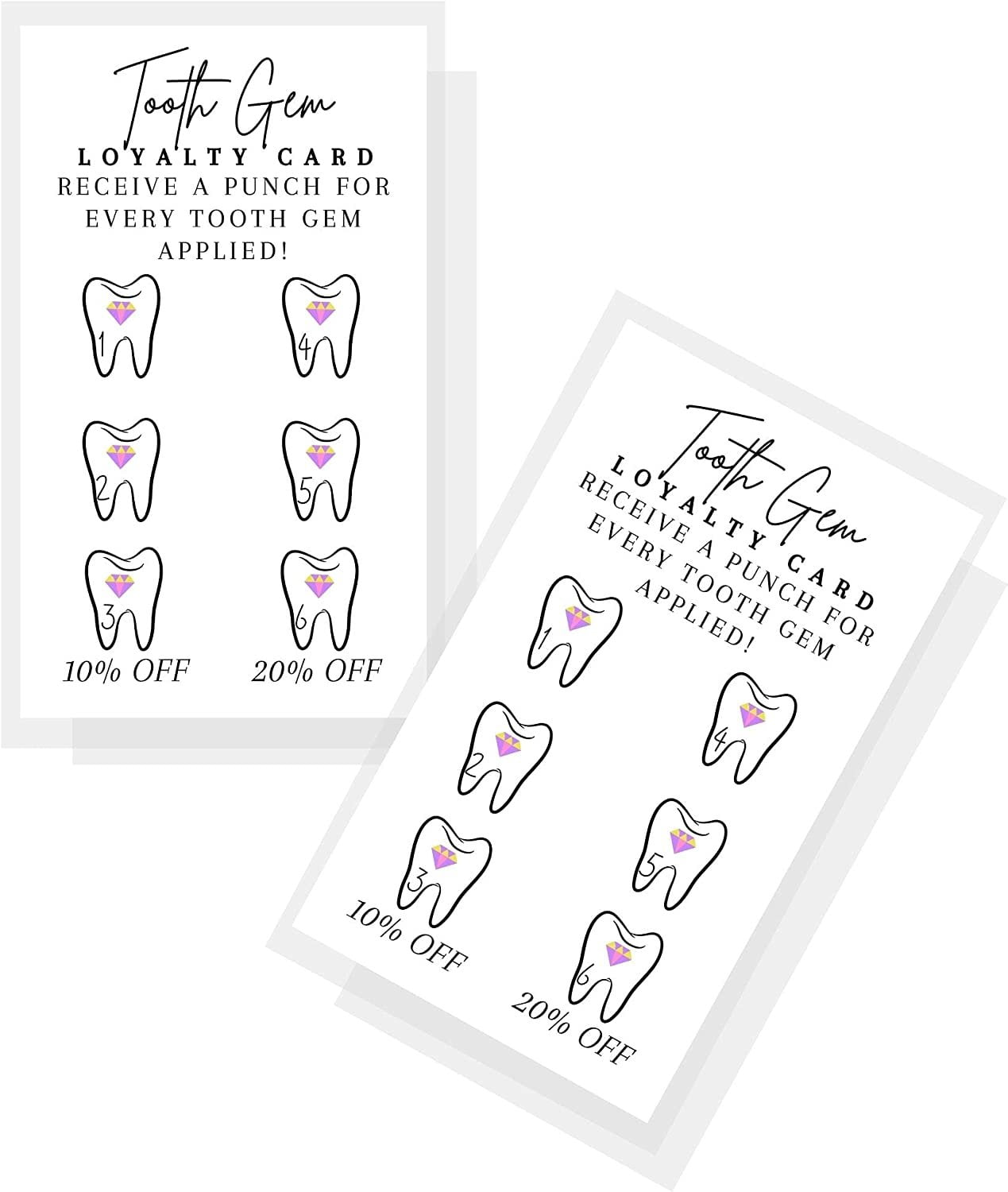 Tooth Gem Loyalty Discount Cards 50 Pack Size 2x3.5" inch Business Card ...