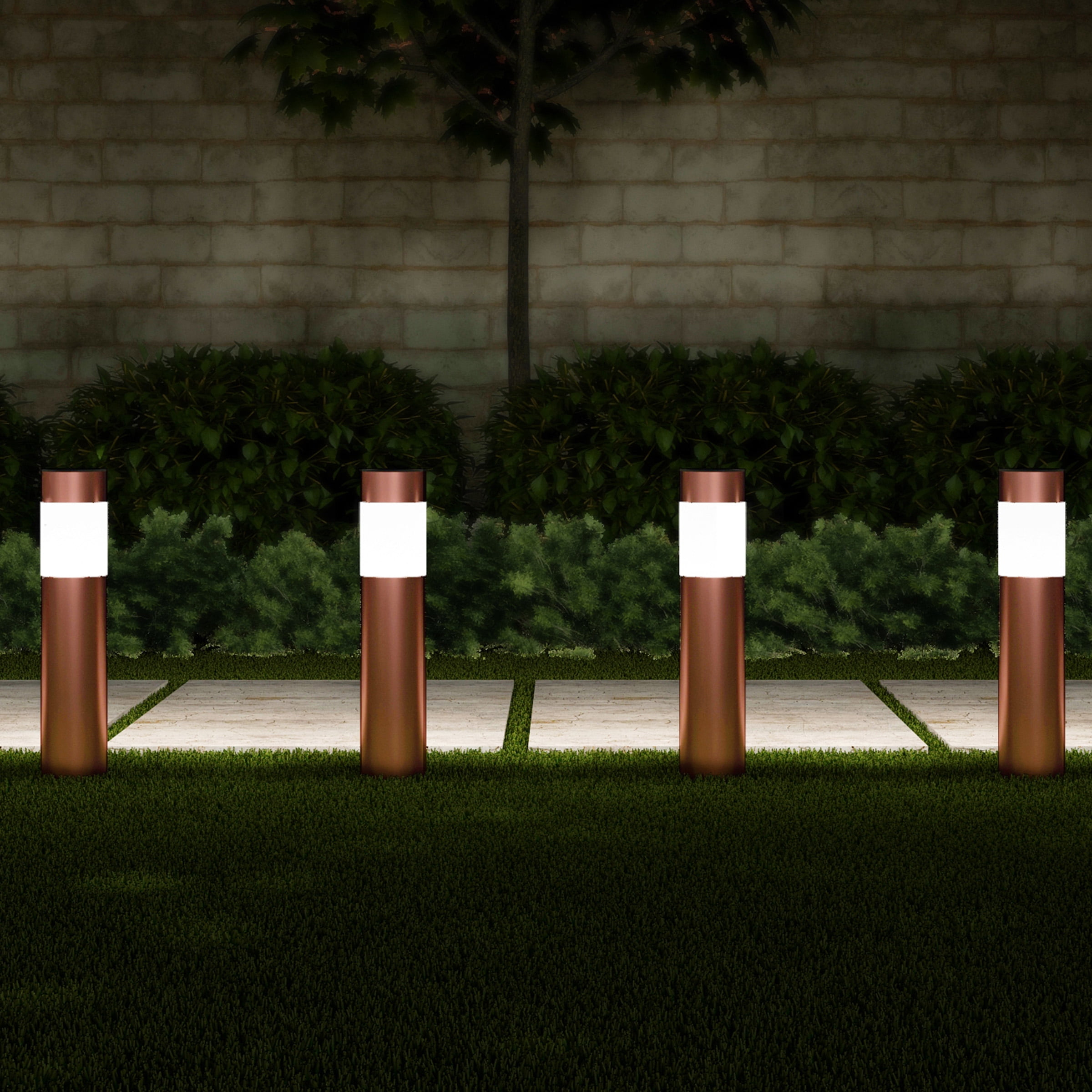 Pure Garden Solar Path Set of 6- 15” Bollard Lights, (Copper) - Walmart.com