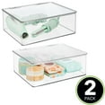 mDesign Plastic Bathroom Storage Organizer Bin Box with Hinge Lid, 2 ...