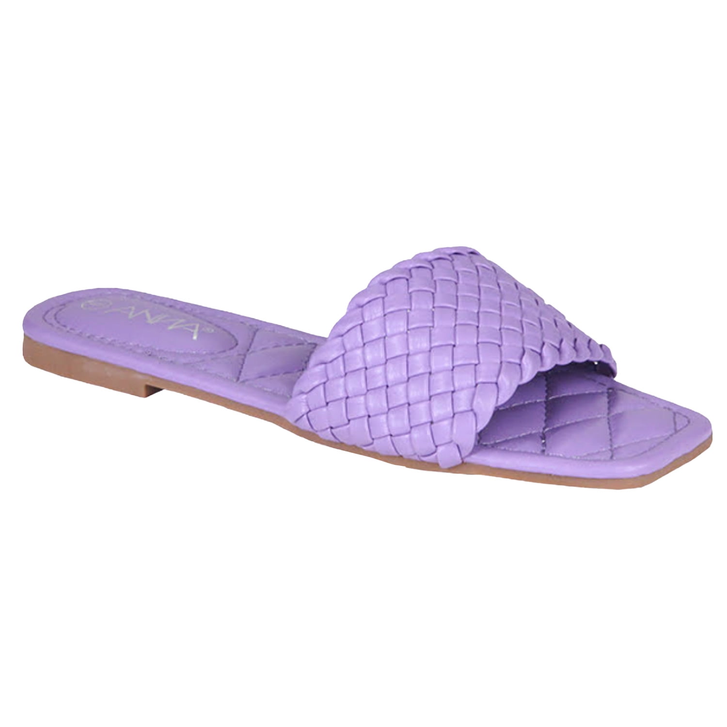 SNJ New Women's Braided Quilted Single Band Strap Flat Square Toe Open ...