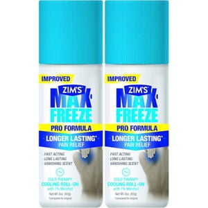 2 Pack Zim's Max-Freeze Pain Relief Grease-less Roll-On Gel 3 Oz. Each ...