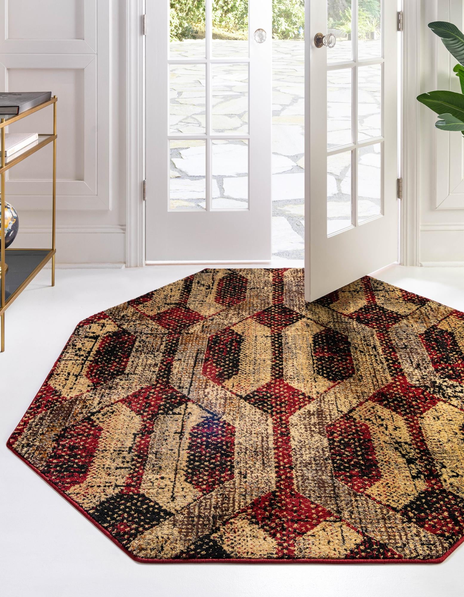 Rugs.com Saturn Collection Rug – 5 Ft Octagon Burgundy Medium Rug ...