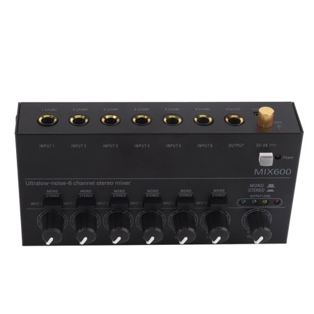 Mini Audio Mixer, Low Noise 6 Channel Line Mixer, 1/4in 1/8in TRS ...