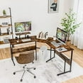 L-Shaped Reversible Computer Desk 2 Person Long Computer Workstation w ...