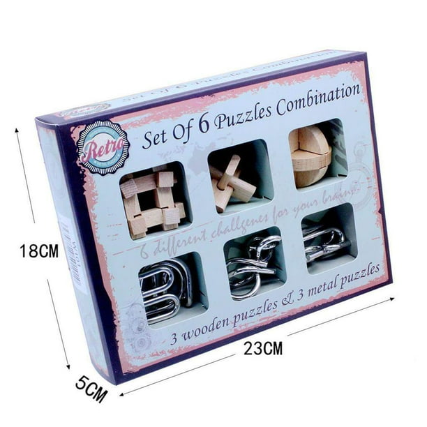 pitrice Wooden Lock Puzzle with Metal Puzzle Brain Game Toy Set Unlock ...