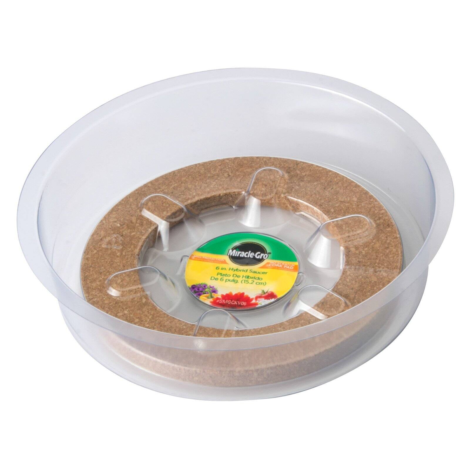 Orbit, Miracle Gro Brand 8 in. Hybrid Saucer - Clear Plastic with Cork ...