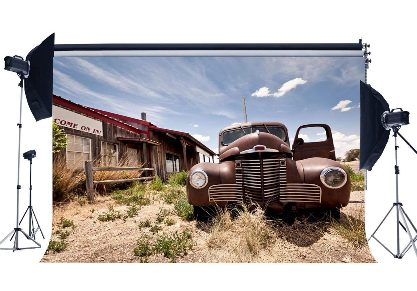 ABPHOTO Polyester 7x5ft West Cowboy Backdrop Old Car Backdrops Grocery ...