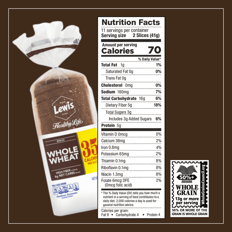 Whole Wheat Bread Nutrition Label