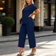 akafmk Plus Size Womens 2 Piece Sets Summer Outfits V Neck Short Sleeve ...