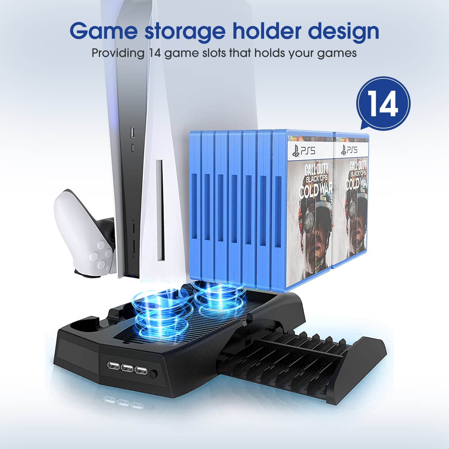 Buy PS5 Stand with Cooling Fan, PS5 Accessories with Dual Controller ...