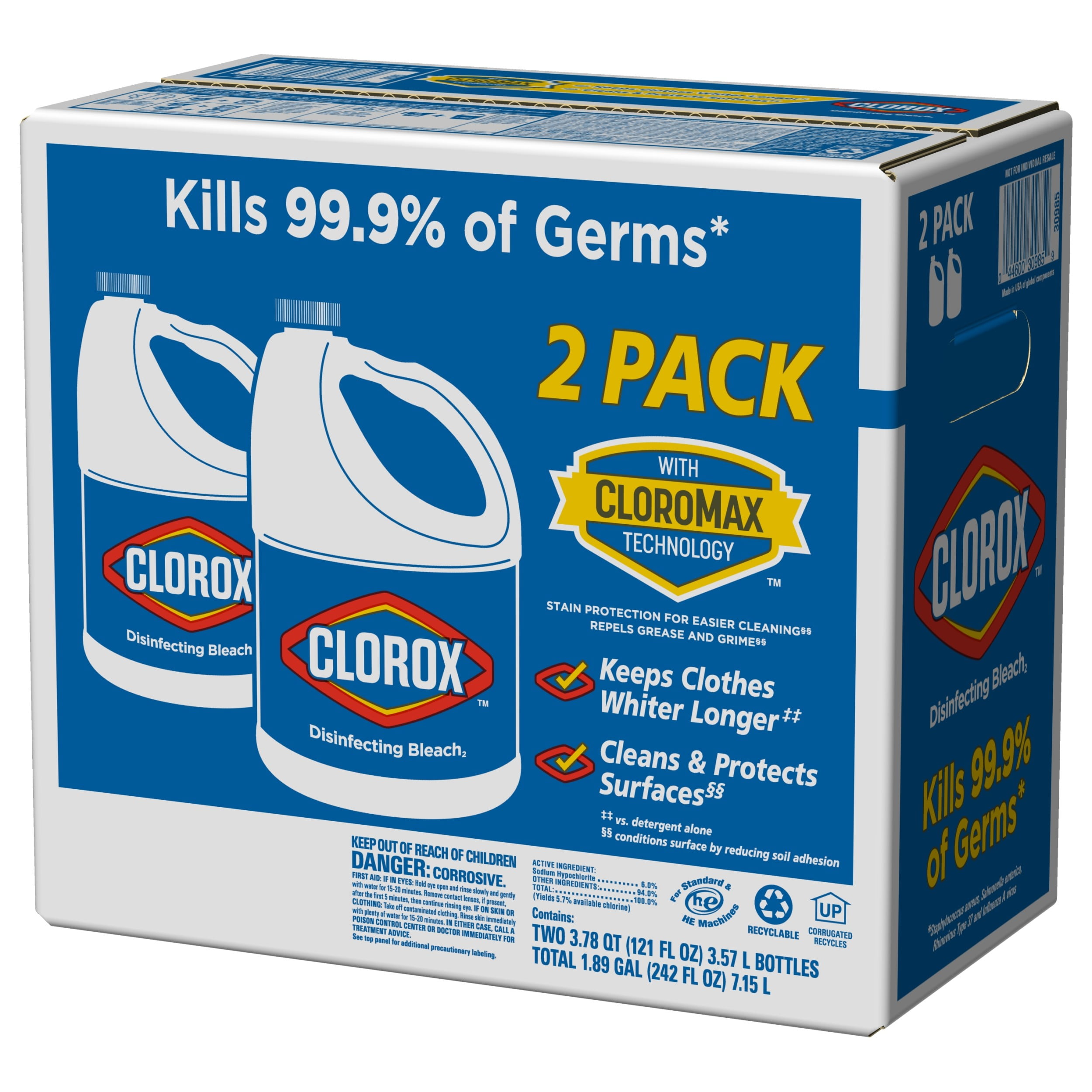 Clorox Disinfecting Bleach, Regular, 2 Pack - 121 Ounce Bottles ... Clorox Disinfecting Bleach, Regular, 2 Pack - 121 Ounce Bottles ...