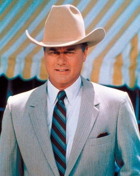 Larry Hagman as J.R. Ewing in his stetson at Southfork in Dallas 4x6 ...
