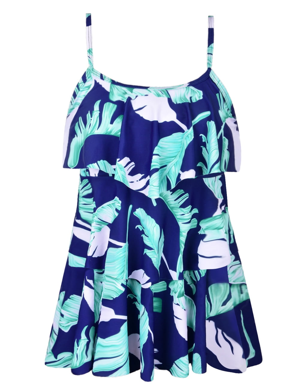 Hilor Women Tankini Tops Ruffled Flounce Tiered Bathing Suits Top Swim ...