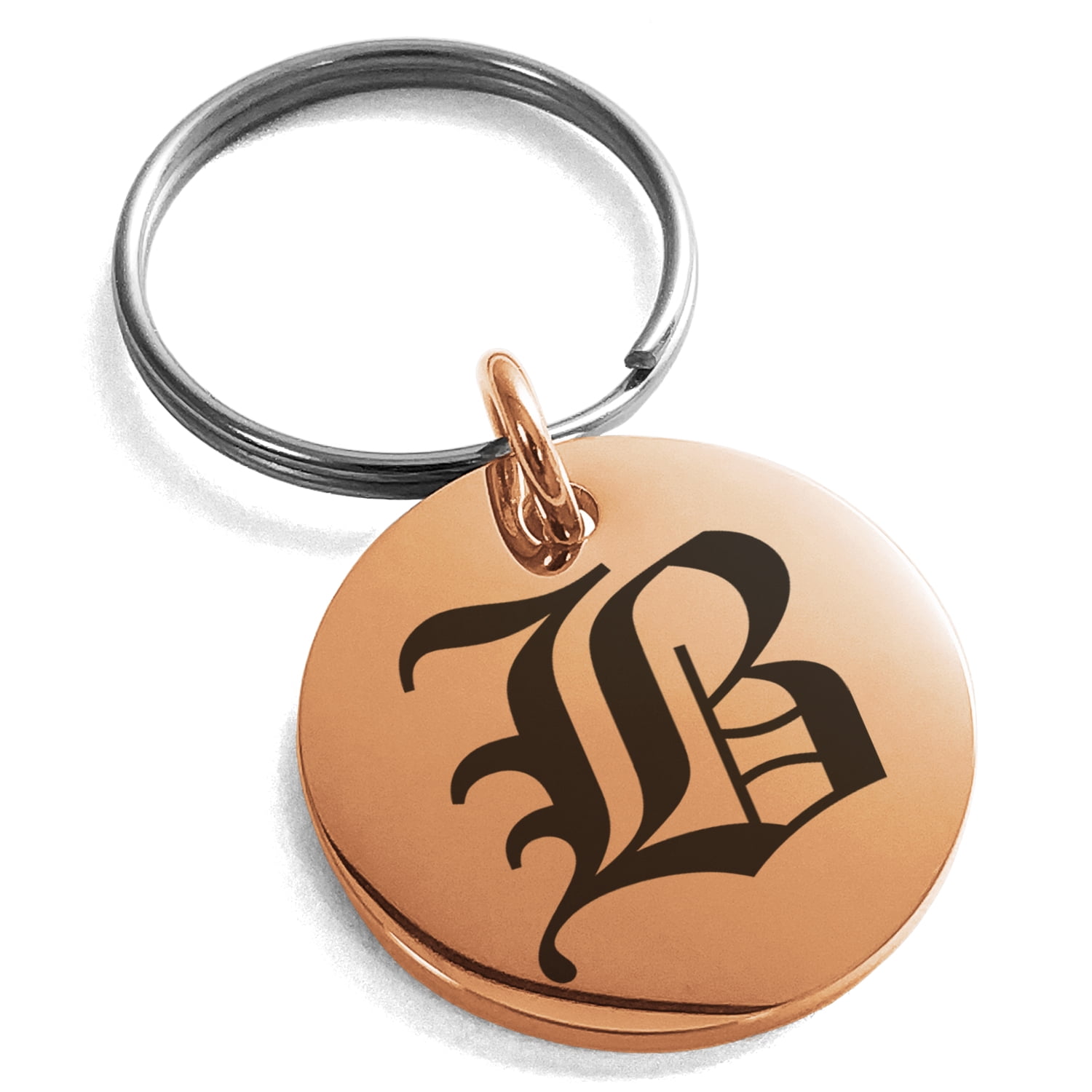 Stainless Steel Letter B Initial Old English Monogram Engraved Small ...