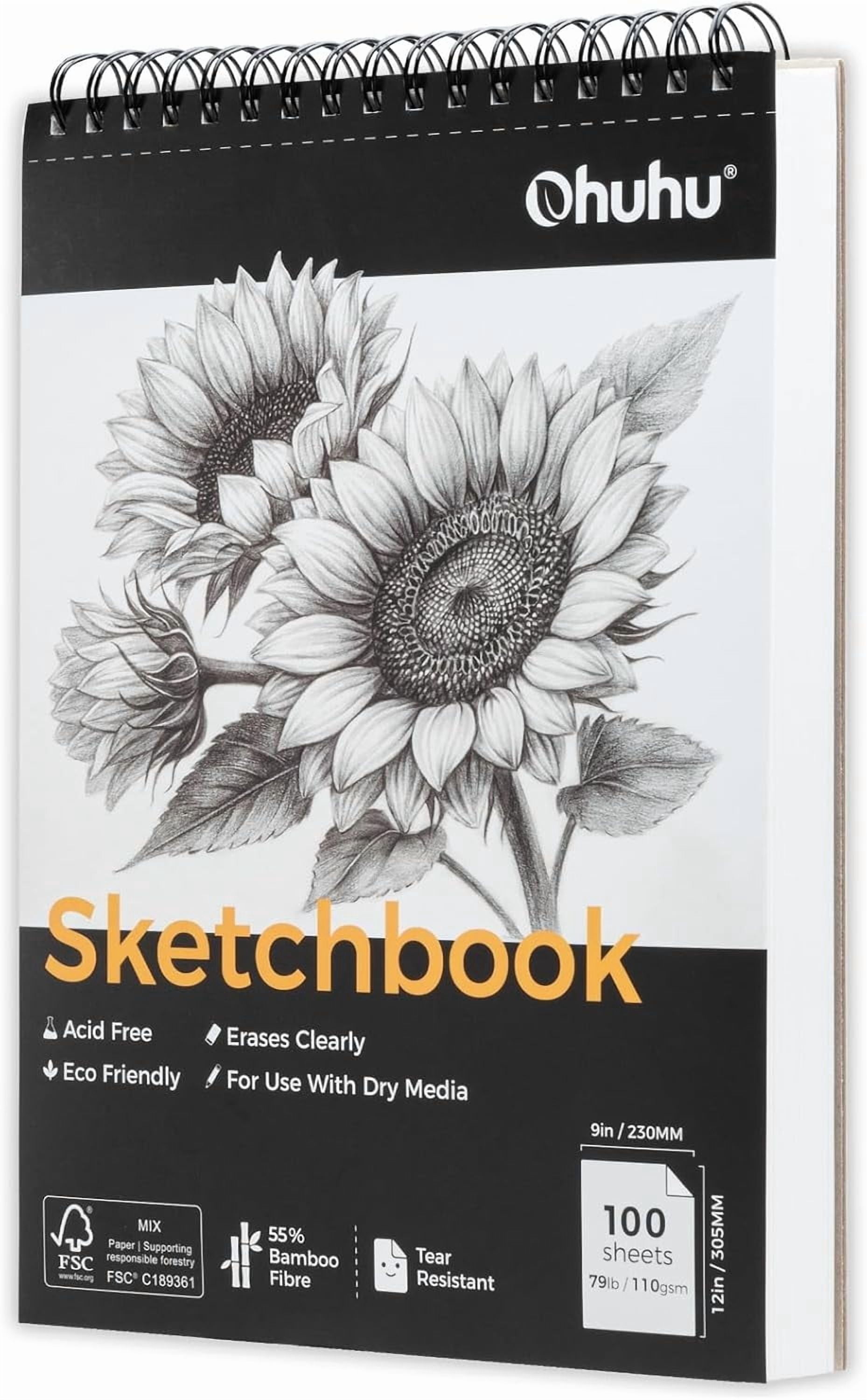 wqlpp-Sketch Book 9 × 12 Inch, 100 Sheets 110gsm Sketchbook for Adult ...