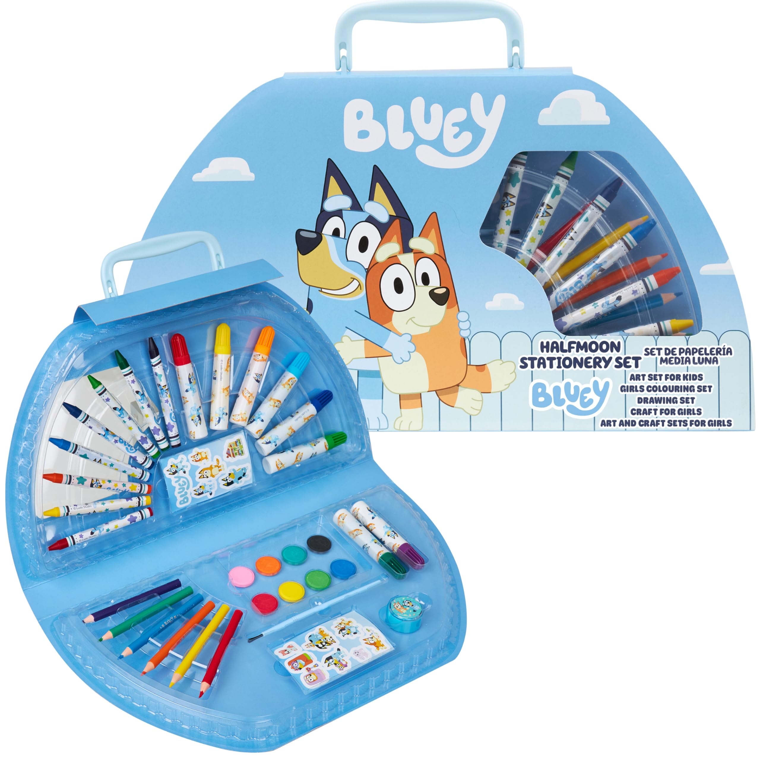 Kit de dibujo con lápices de colores azules de Art Supplies con funda ...