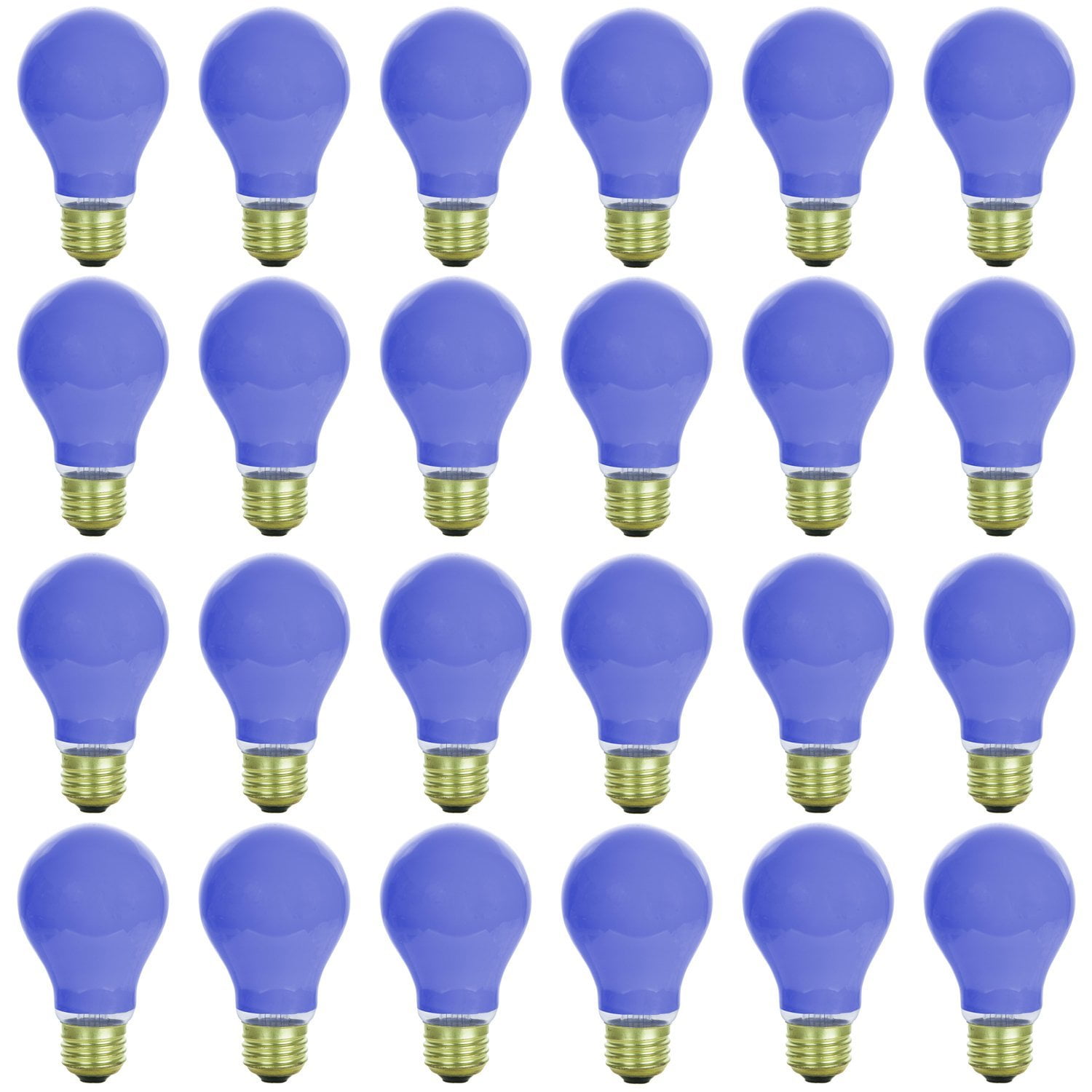 24 Pack of Sunlite 60 watt Ceramic Blue Colored Incandescent Light Bulb ...