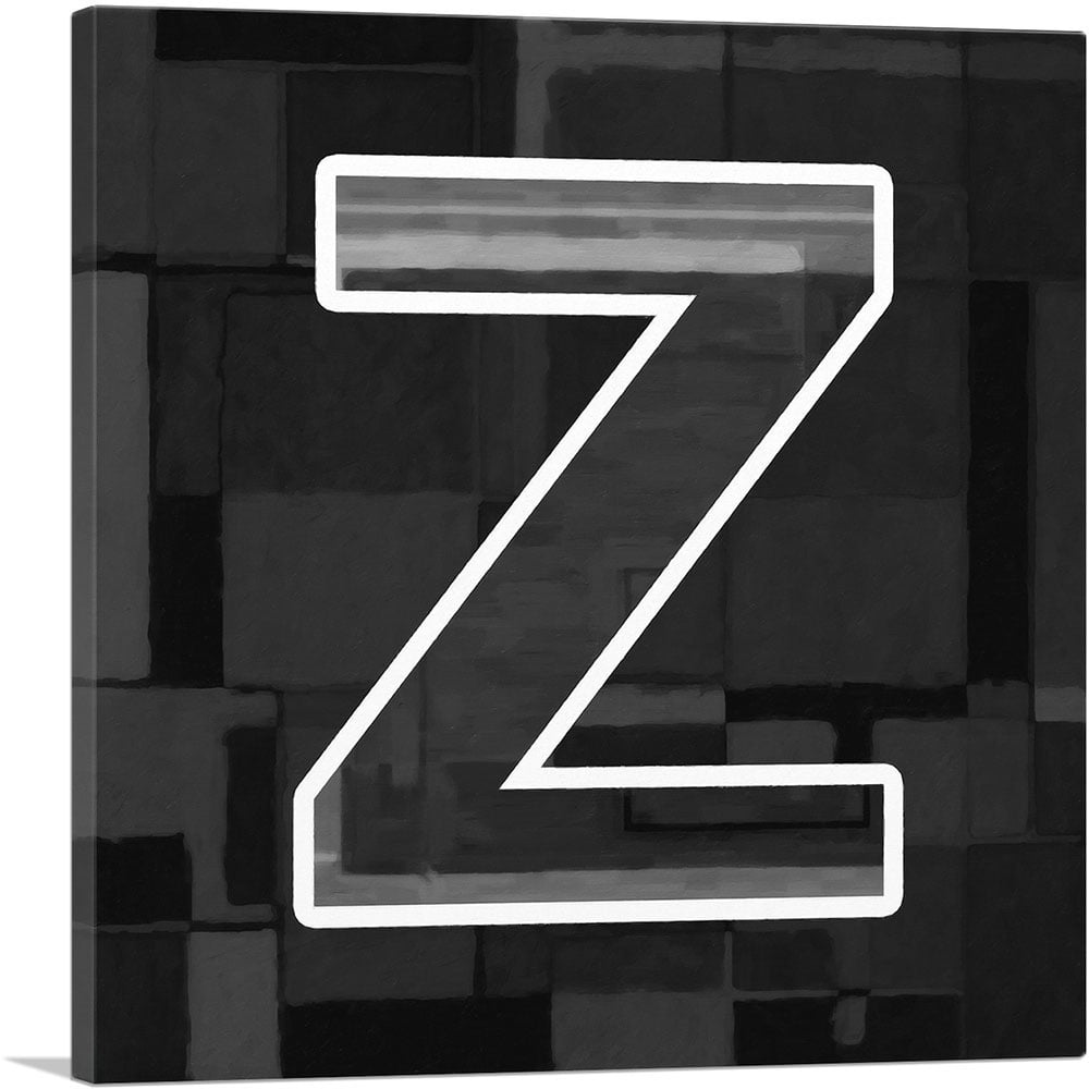 ARTCANVAS Modern Black White Alphabet Letter Z Canvas Art Print - Size ...