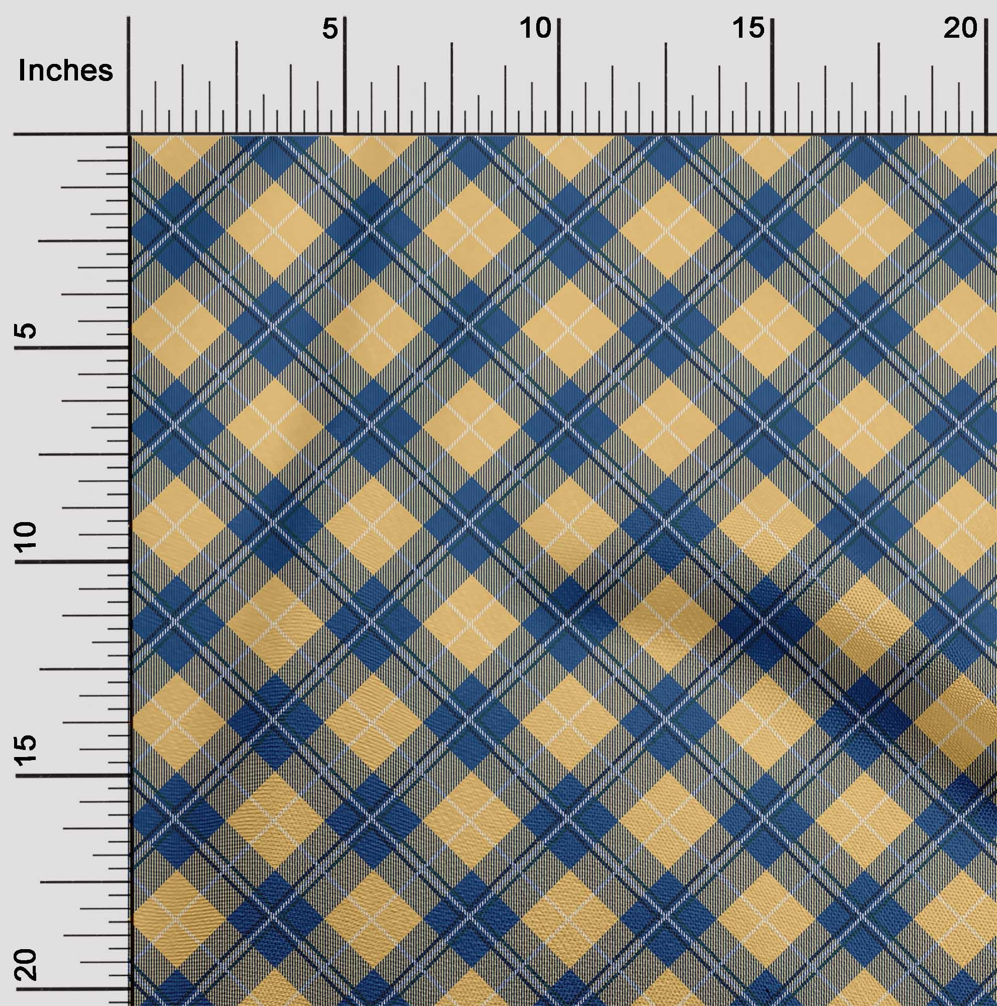 oneOone Organic Cotton Poplin Twill Fabric Tartan Check Print Fabric By ...