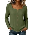 Blouse for Women Long Sleeve U Shaped Neckline Summer Cotton Linen Top ...
