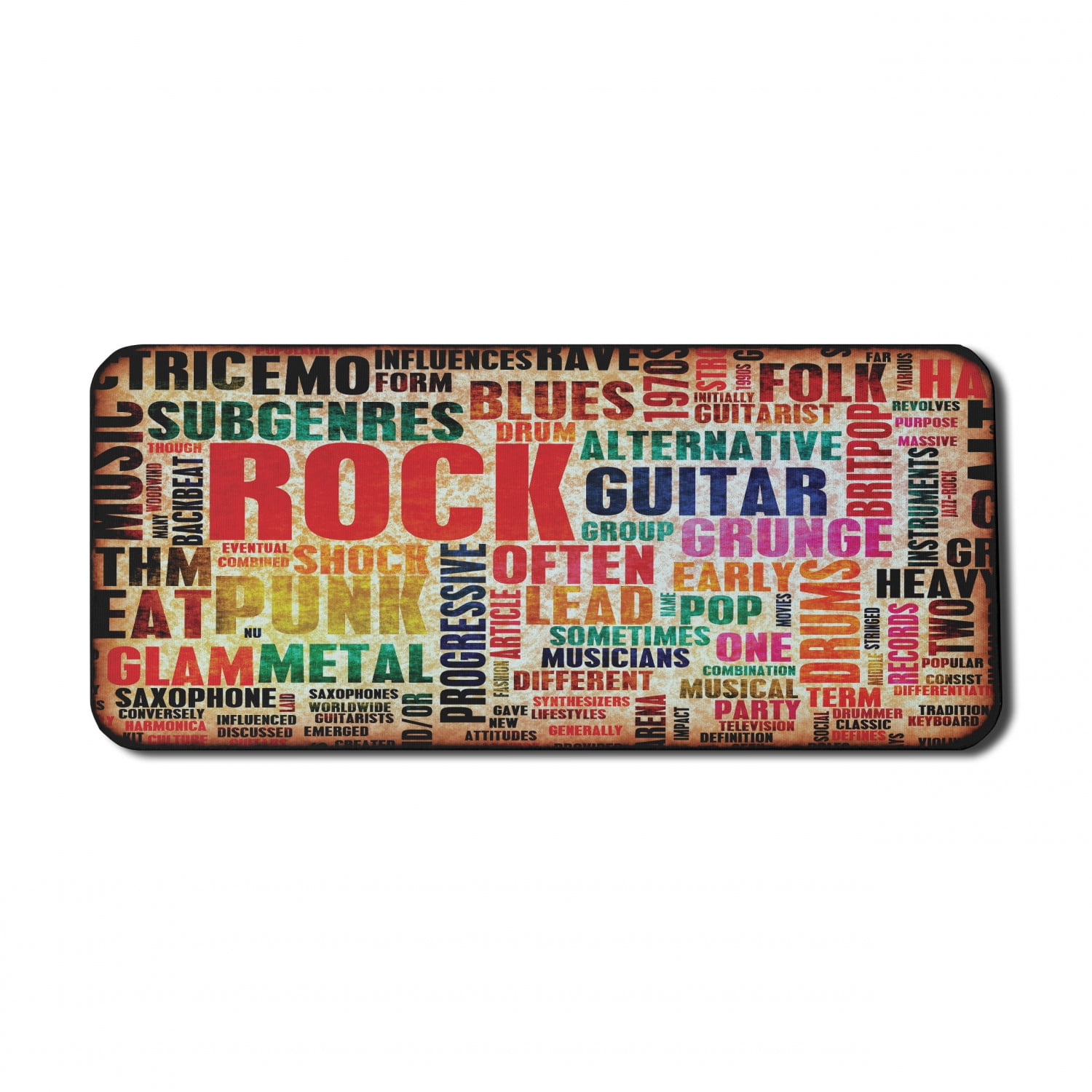 Music Computer Mouse Pad, Retro Rock Roll Lettering Grunge Distressed ...
