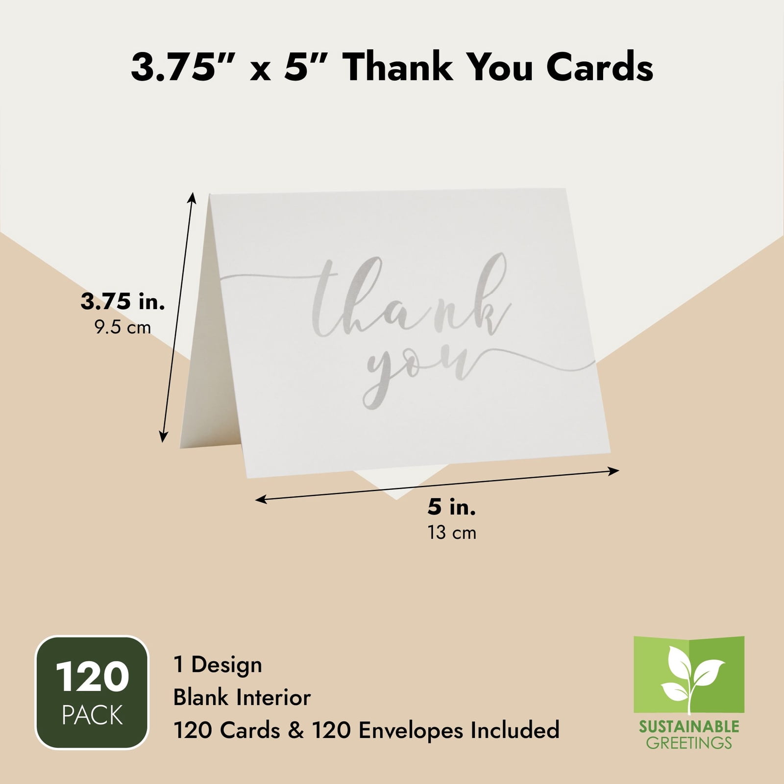 120-Count Thank You Cards with Envelopes, Blank Greeting Notes Bulk Set ...
