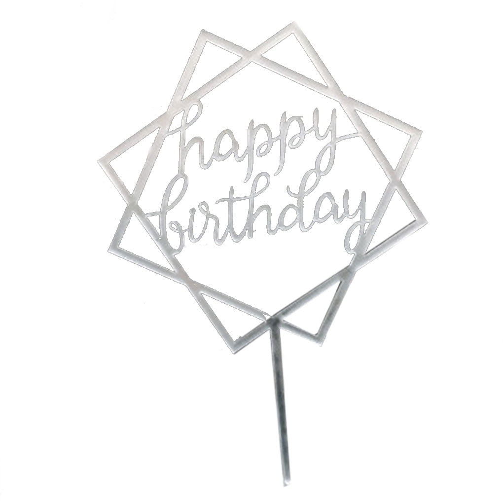 Square Happy Birthday Cake Topper Acrylic Insert Cake Card Diy Glitter