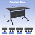 47.2" Folding Conference Table with Lockable Wheels, Mobile Flip Top ...