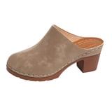 Women's Casual Thick Heeled Sandals, Suede Closed toe Open Back Shoes ...